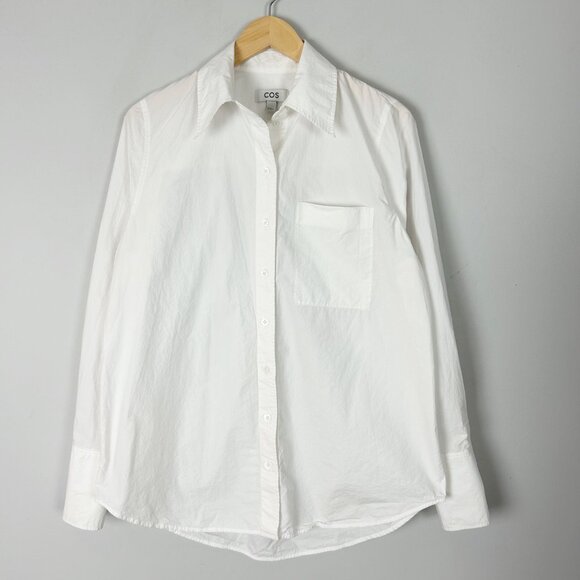 COS | Tops | Cos White Button Down Tunic Top Crinkly Classic Size 36 ...